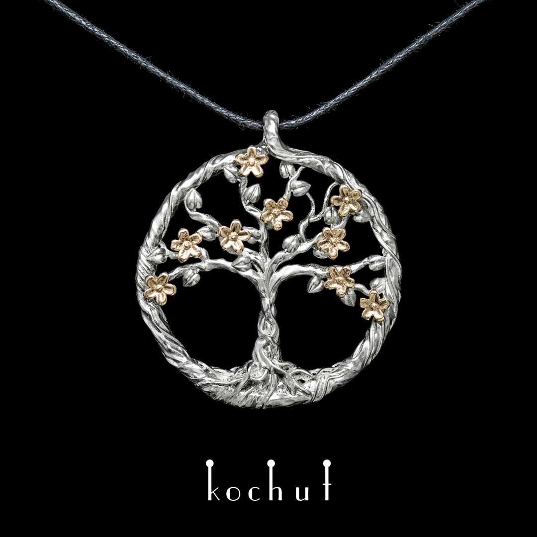 Pendant Blooming Tree Yellow Gold Silver Pendant Blooming Tree Yellow Gold Silver
